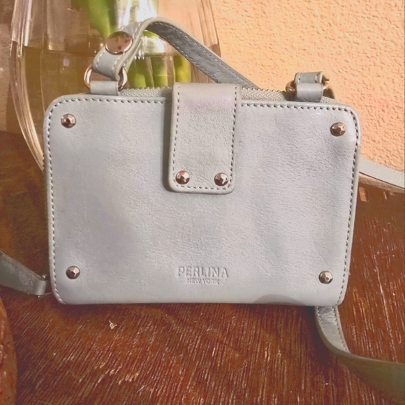Perlina | Bags | Perlina Wallet In Blue Mini Bag With Crossbody Strap ...